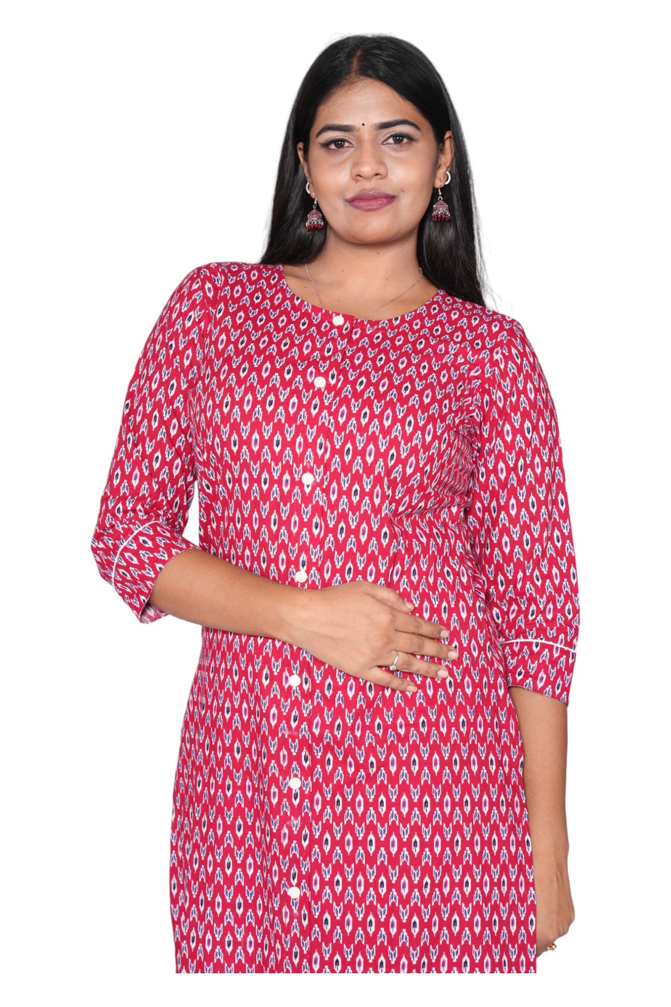 Front Slit Premium Red Kurti – Sankalp Outfits